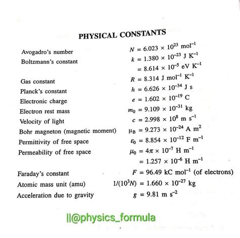 PHYSICS FORMULA Physics Formula En Instagram PHYSICAL CONSTANT Follow Physics