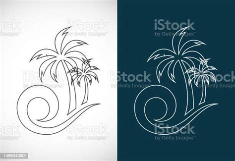 간단한 현대 독특한 열대 해변 라인 아트 로고 디자인 벡터 일러스트 레이 션 0명에 대한 스톡 벡터 아트 및 기타 이미지 0명 개념 개념과 주제 Istock