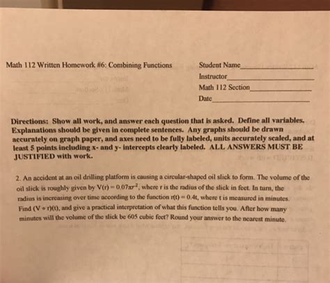 solved math 112 written homework 6 combining functions