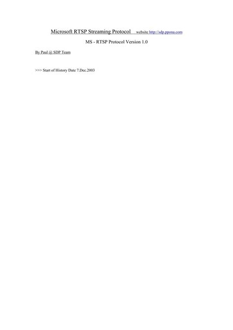 Microsoft Rtsp Streaming Protocol Sdp Team Pdf