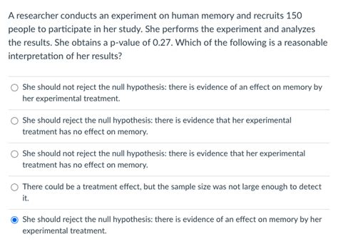 Solved A Researcher Conducts An Experiment On Human Memory Chegg Com