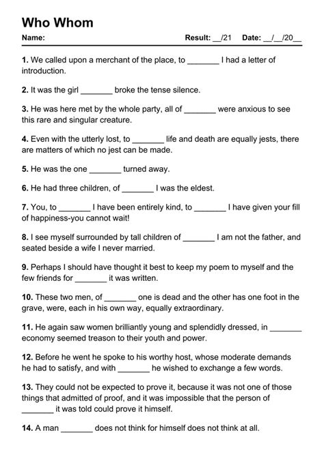 Who Whom PDF Worksheets With Answers Exercises Grammarism