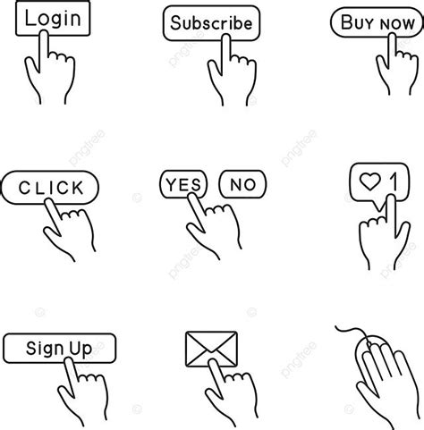 App Buttons Linear Icons Set Mobile Art Subscribe Vector Mobile Art