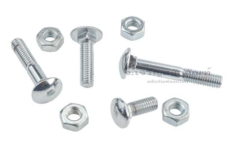 น็อตหัวกลมคอเหลี่ยมชุบขาว ขนาด 3 8 X 3 ตัวผู้ ตัวเมีย Jspstore