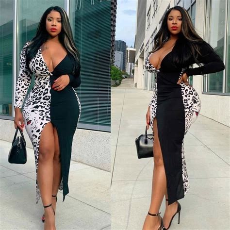 Robe Longue Sexy Manches Longues Et Col En V Imprim L Opard Pour Femmes Zxi L Kiajghu