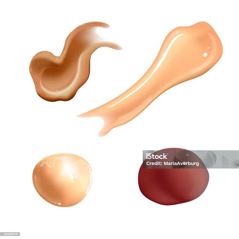 사실적인 화장품 크림 얼룩 세트 다른 바디 색상의 피부 토너 로션 스미어 스미어 화이트 백그라운드에서 분리된 벡터 텍스처 0명에 대한 스톡 벡터 아트 및 기타 이미지