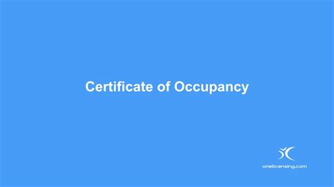 Certificate Of Occupancy One Licensing Com