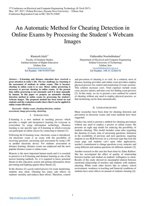 pdf an automatic method for cheating detection in online exams by
