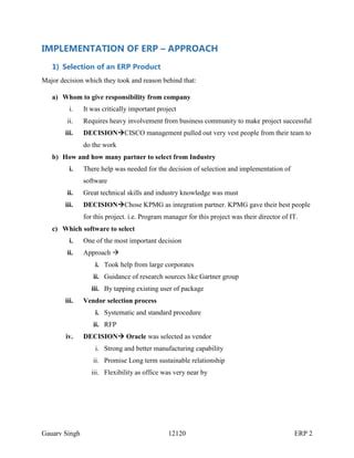 Cisco System Inc Implementing ERP DOCX