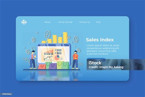 현대 플랫 디자인 벡터 일러스트 판매 지수 방문 페이지 및 웹 배너 템플릿입니다 판매 진행 주식 통계 및 비즈니스 동향 예측