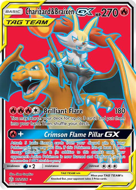Charizard And Braixen Gx 212 Cosmic Eclipse 2019 Pokemon Card