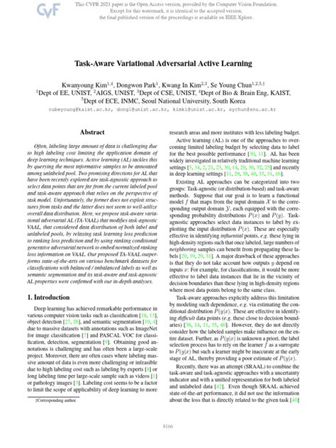 R7 C13 Kim Task Aware Variational Adversarial Active Learning Cvpr 2021 Paper Pdf