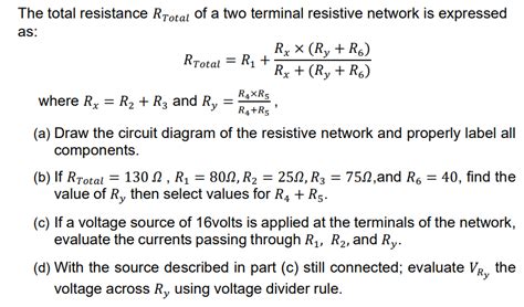 Solved The Total Resistance Rtotal Of A Two Terminal
