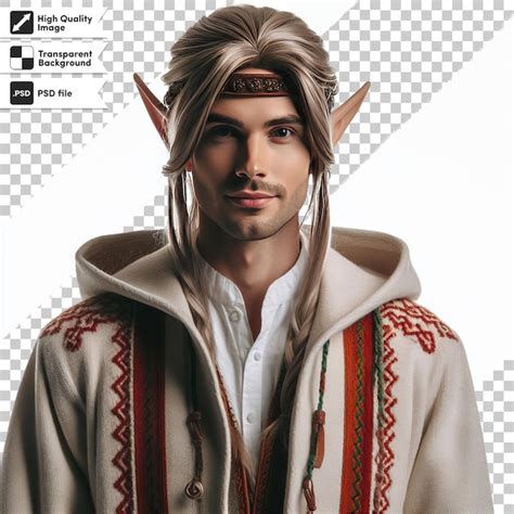 Premium Psd A Man Wearing A Wig And A Sweater With A Beard And A Hood