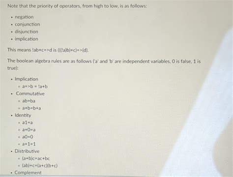 Solved Note That The Priority Of Operators From High To