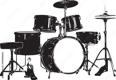 Music Drum Set Silhouette Vector Illustration Of A Musical Instrument