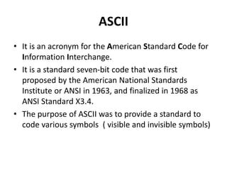 Lecture ASCII And Unicode Ppt