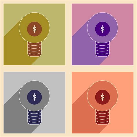 그림자 아이콘 개념 달러 전구 벡터와 평면 Ai Eps Uidownload
