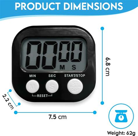 Basic Magnetic Timer Countdown And Stopwatch Black Reminder For