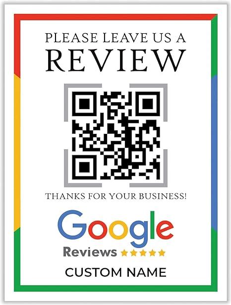 Amazon VP3627 Personalized Business Review Sign Custom QR Code