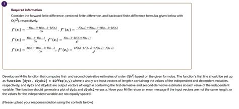SOLVED MATLAB Please Required Information Consider The Forward Finite Difference Centered