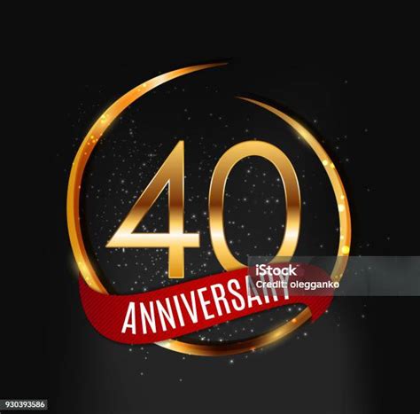 서식 파일 골드 40 년 기념 레드 리본 벡터 일러스트 레이 션과 함께 기호 40에 대한 스톡 벡터 아트 및 기타 이미지 40 경쟁 계절 Istock