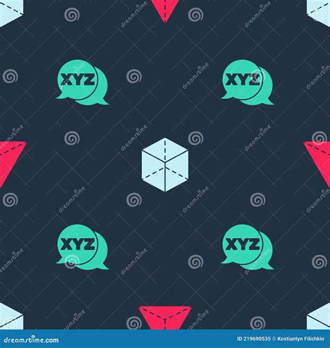 Set Geometric Figure Tetrahedron Cube And Xyz Coordinate System On Seamless Pattern Vector