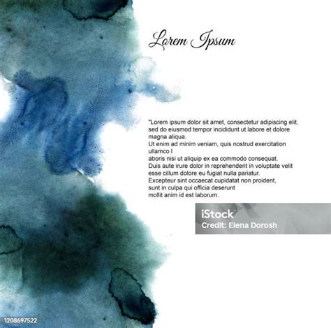 진한 파란색과 녹색의 수채화 패치와 흰색 배경에 텍스트 템플릿엽서 0명에 대한 스톡 벡터 아트 및 기타 이미지 0명 그런지 이미지 기법 나무 Istock