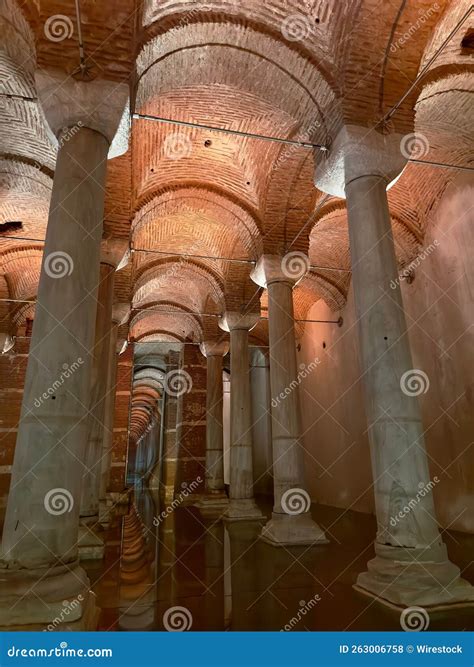 Vertical Of The Rows Of Columns In The Restored Basilica Cistern