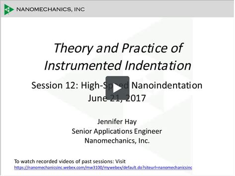 Instrumented Indentation Session 12 High Speed Nanoindentation Kla Instruments Webinars