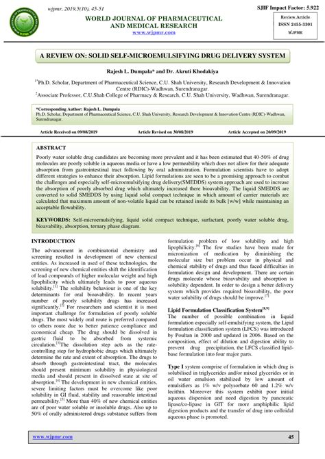 Pdf A Review On Solid Self Microemulsifying Drug Delivery System