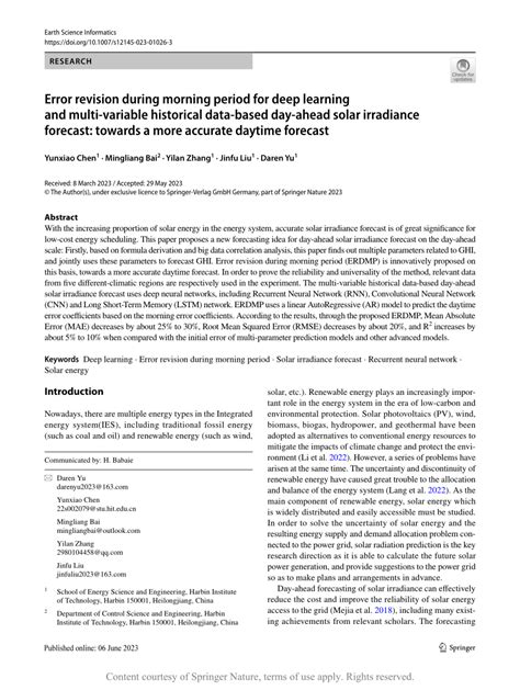Error Revision During Morning Period For Deep Learning And Multi Variable Historical Data Based