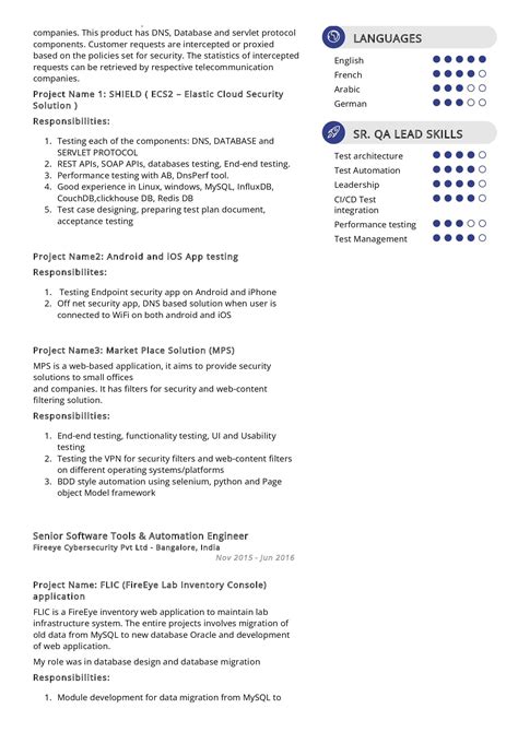Sr Lead Qa Engineer Resume Example In 2025 Resumekraft