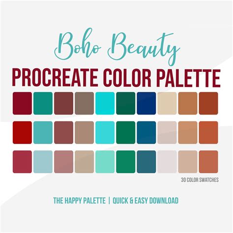 Bohemian Procreate Color Palette Procreate Swatches Digital Art Boho Color Palette Chic