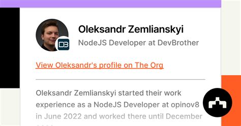 Oleksandr Zemlianskyi Nodejs Developer At Devbrother The Org