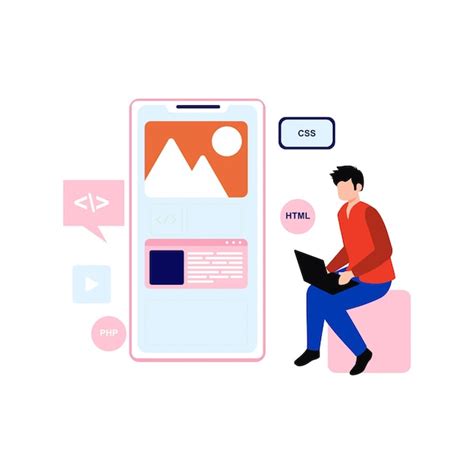 Premium Vector Boy Coding On Laptop