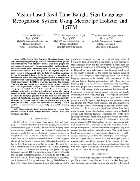 Pdf Vision Based Real Time Bangla Sign Language Recognition System Using Mediapipe Holistic