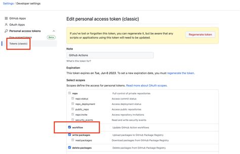 [github actions] personal access token to create or update workflowの対応