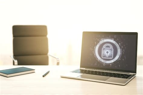 Premium Photo Computer Monitor With Creative Light Lock Illustration And Microcircuit Cyber