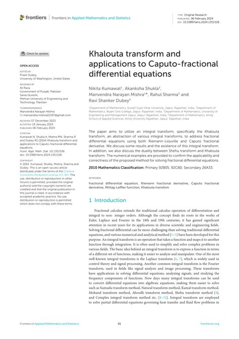 Pdf Khalouta Transform And Applications To Caputo Fractional Differential Equations