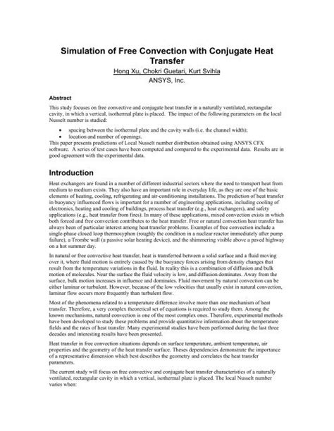 Simulation Of Free Convection With Conjugate Heat Transfer Ansys
