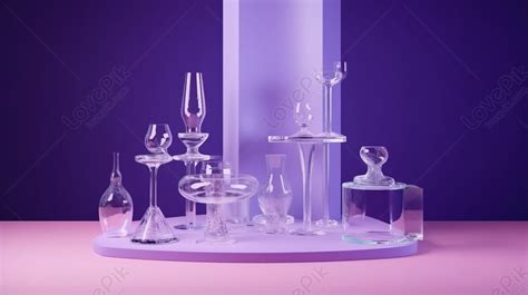 라벤더 배경의 3d 크리스탈 유리 제품 디스플레이 스탠드 3d 배경 리스 배경 레이 배경 이미지 Hd 3d 리스 레이