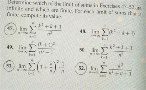 Solved Determine Which Of The Limit Of Sums In Exercises Chegg