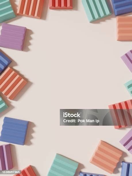 3d 렌더링 최소한의 기하학적 퍼즐 또는 직소 블록 아름다움 이나 유행 제품에 대 한 제품 디스플레이 배경 여러 색상 0명에 대한 스톡 사진 및 기타 이미지 Istock