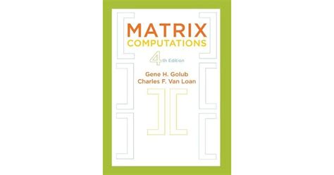 matrix computations by gene h golub