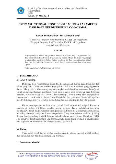 docx estimasi interval konfidensi bagi dua parameter dari data