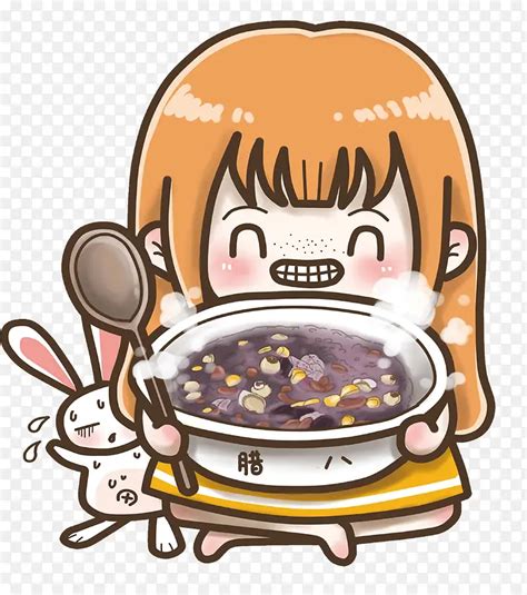 端着腊八粥笑眯眯的小女孩PNG图片素材下载 图片编号7685709 PNG素材网