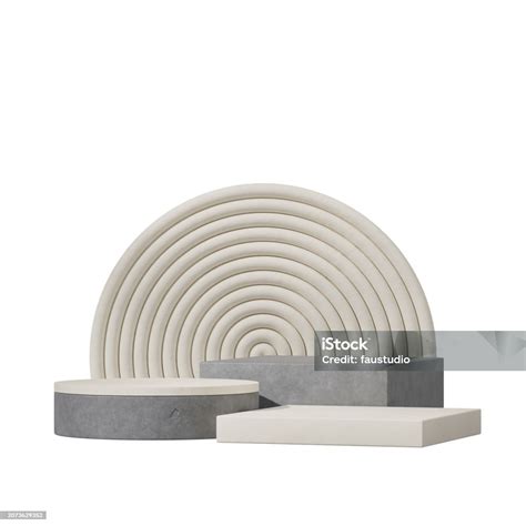 베이지 색 실린더 연단 사각형 콘크리트 블록 및 원 3d 렌더링 이미지 투명 배경 3차원 형태에 대한 스톡 사진 및 기타 이미지 3차원 형태 각도 강단 Istock