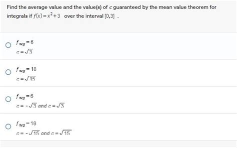 Solved Find The Average Value And The Value S Of C Chegg