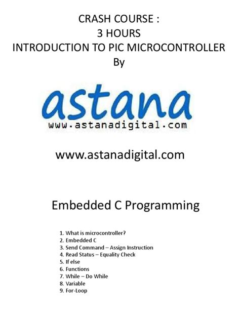 Crash Course 3 Hours Introduction To Pic Microcontroller By Pdf Microcontroller Inputoutput